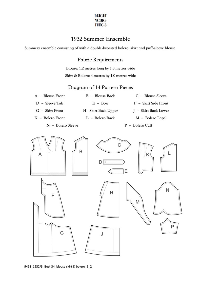 1930s Vintage Sewing Pattern Summer Ensemble of Skirt Blouse Bolero ...