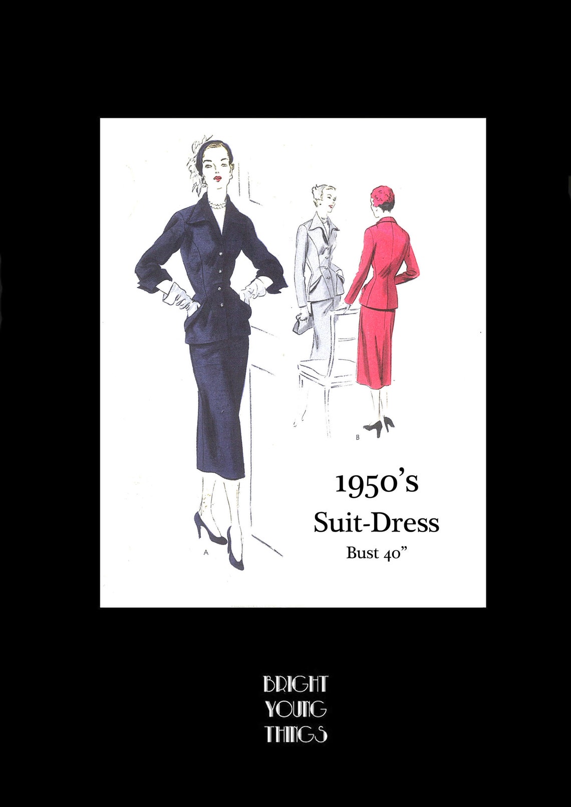 1950s Vogue Suit Dress Sewing Pattern: Special Design SD8042, Bust 40 ...