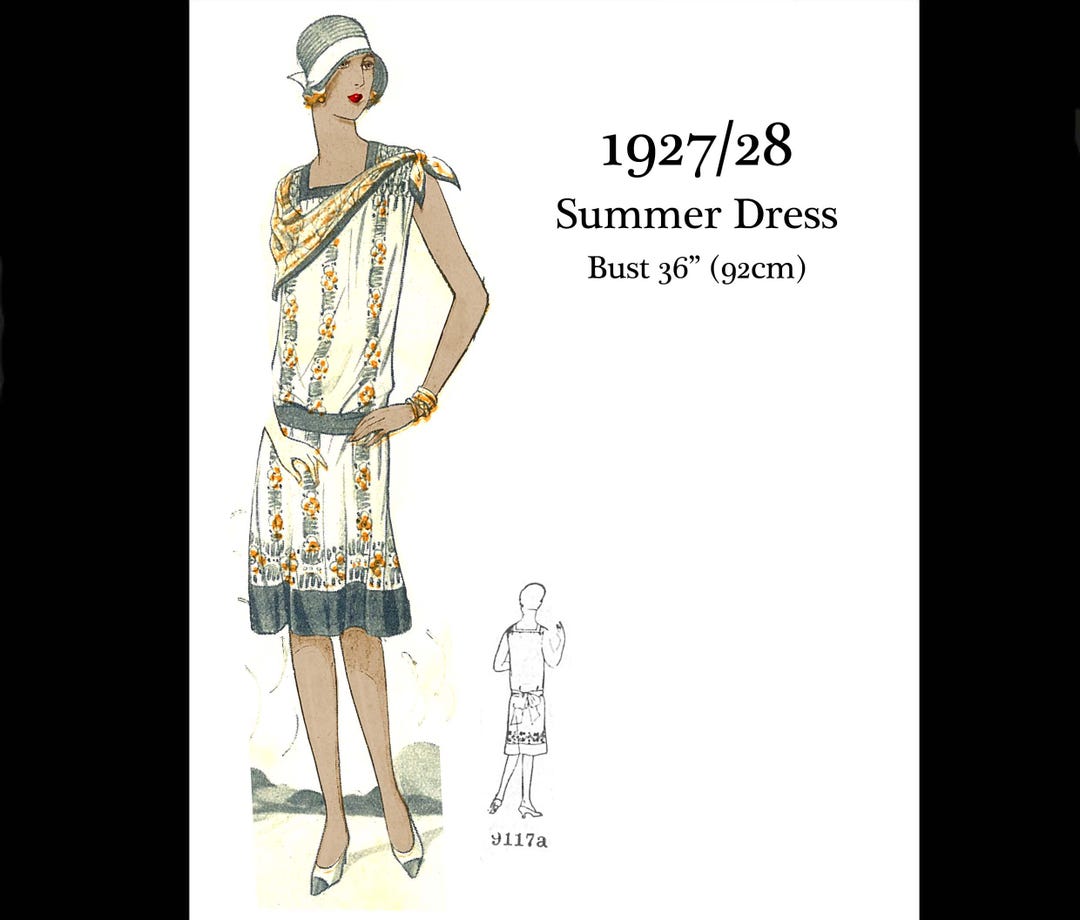 1920s Vintage Sewing Pattern: Art Deco Boho Summer Dress - Bust 36 ...