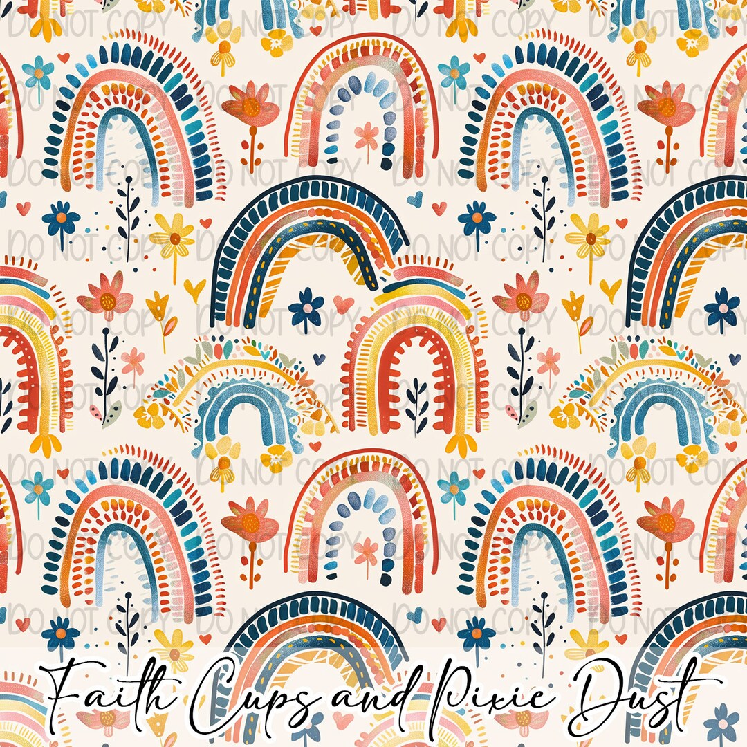 Watercolor Rainbow Floral Digital Seamless Pattern. Commercial Use ...