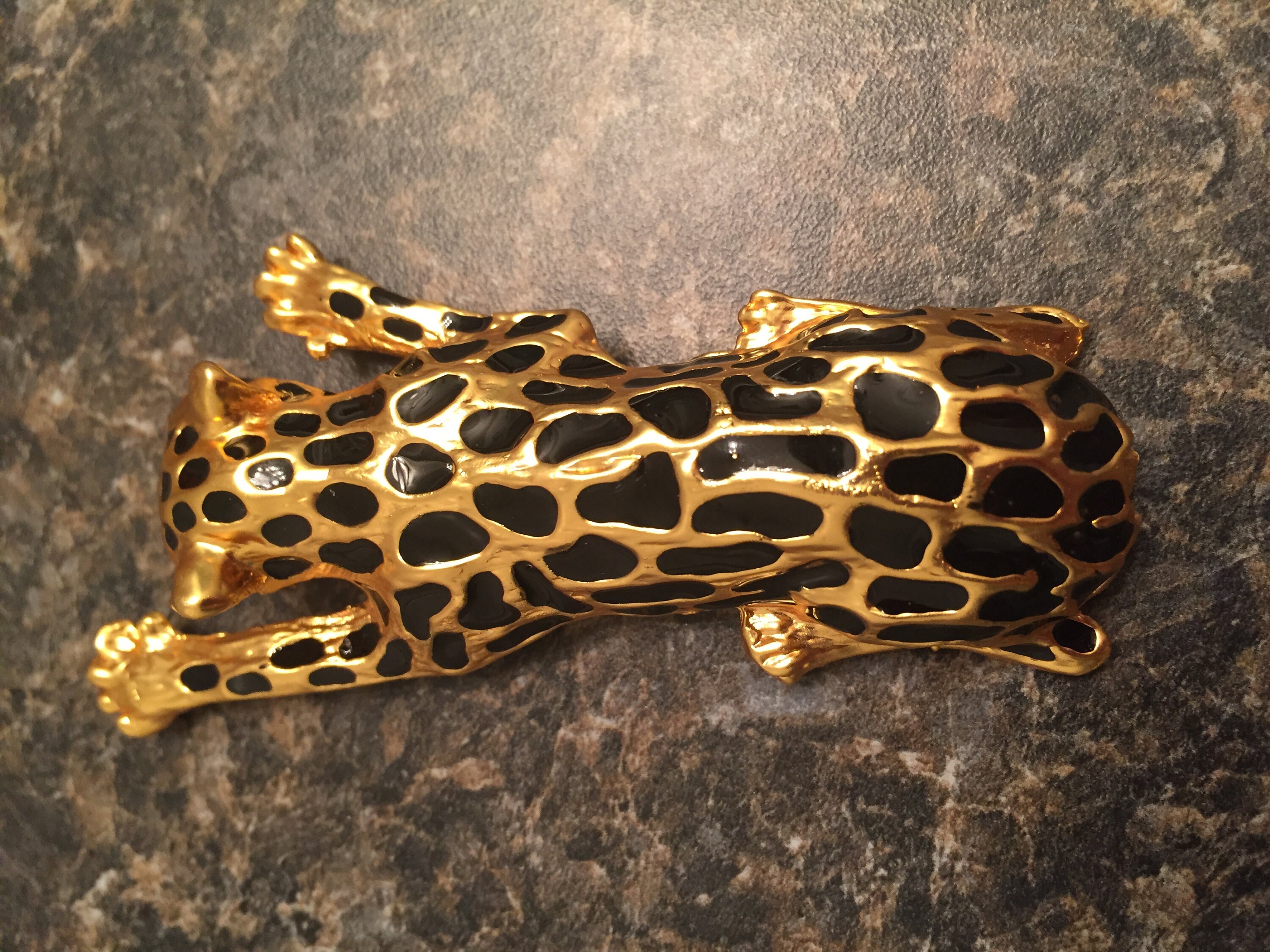 Vintage Cheetah Brooch Articulating Tail Glass Eyes Gold Toned | Etsy