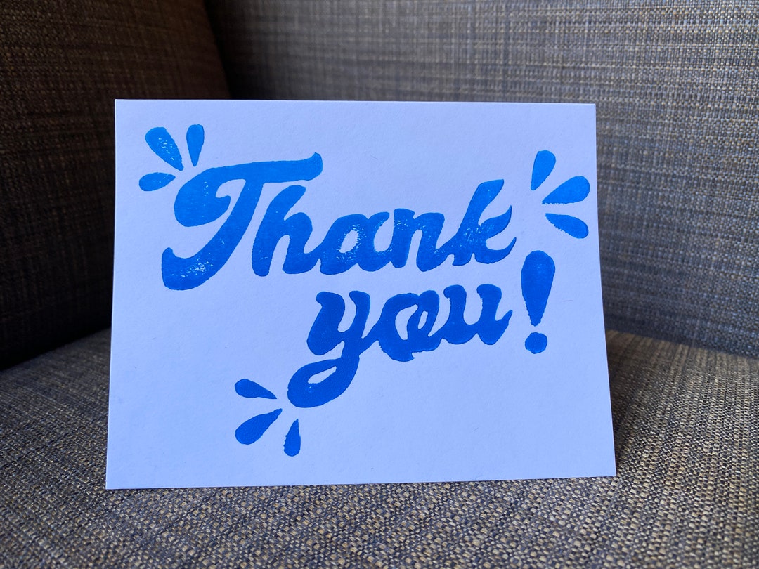 Block Print Thank You Card - Blank Card - Thank You Card - Etsy