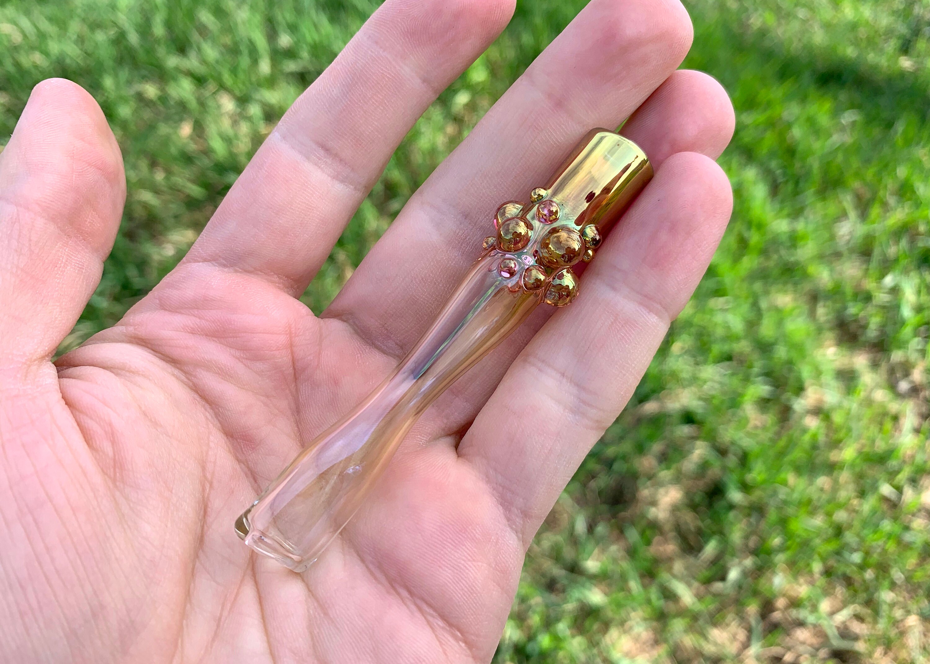 Chillum Glass pipe Gold One Hitters fumed Glass Pipe Chillum | Etsy