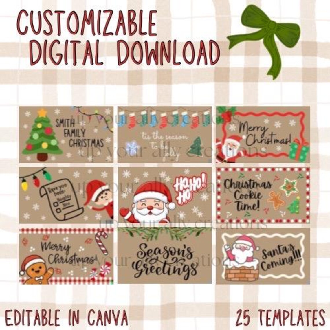 Editable Christmas Banner Template | Hand Painted Banner Canva Template ...