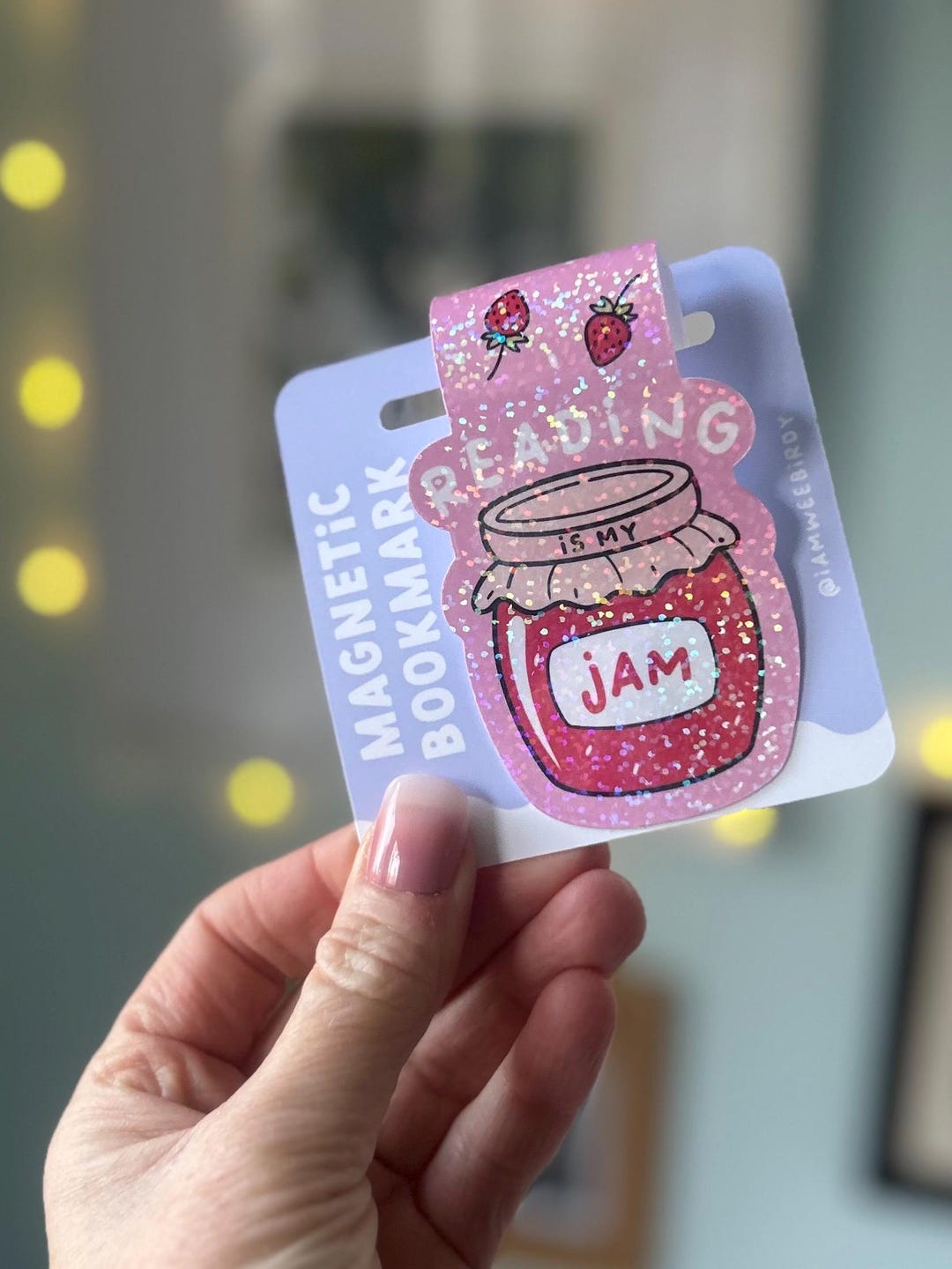 Reading is My Jam Strawberry Magnetic Bookmark | Holographic Sparkly ...