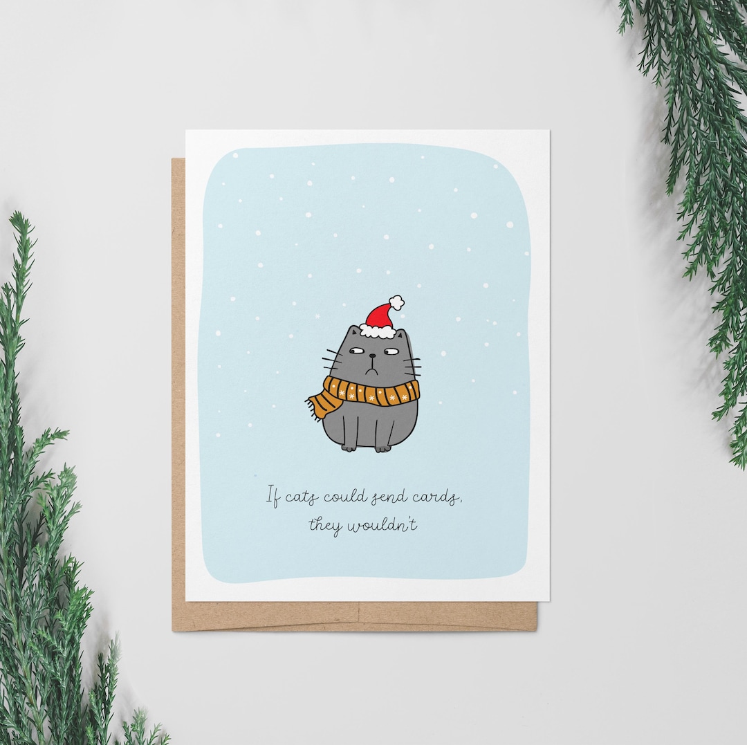 Grumpy Cat Christmas Card | Funny Snarky Cat Lover Holiday Greeting - Etsy