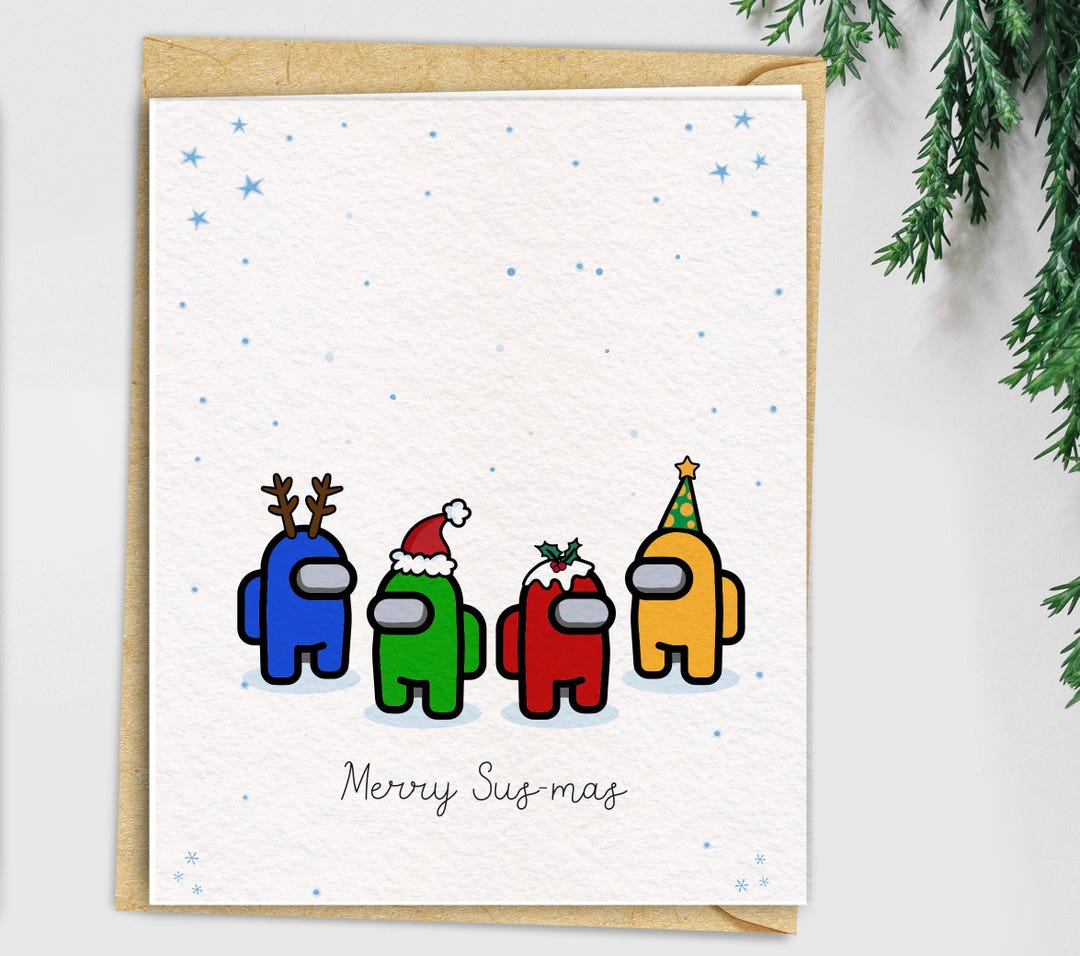 Merry Sus-mas Among Us Christmas Card | Gamer Holiday Card - Etsy