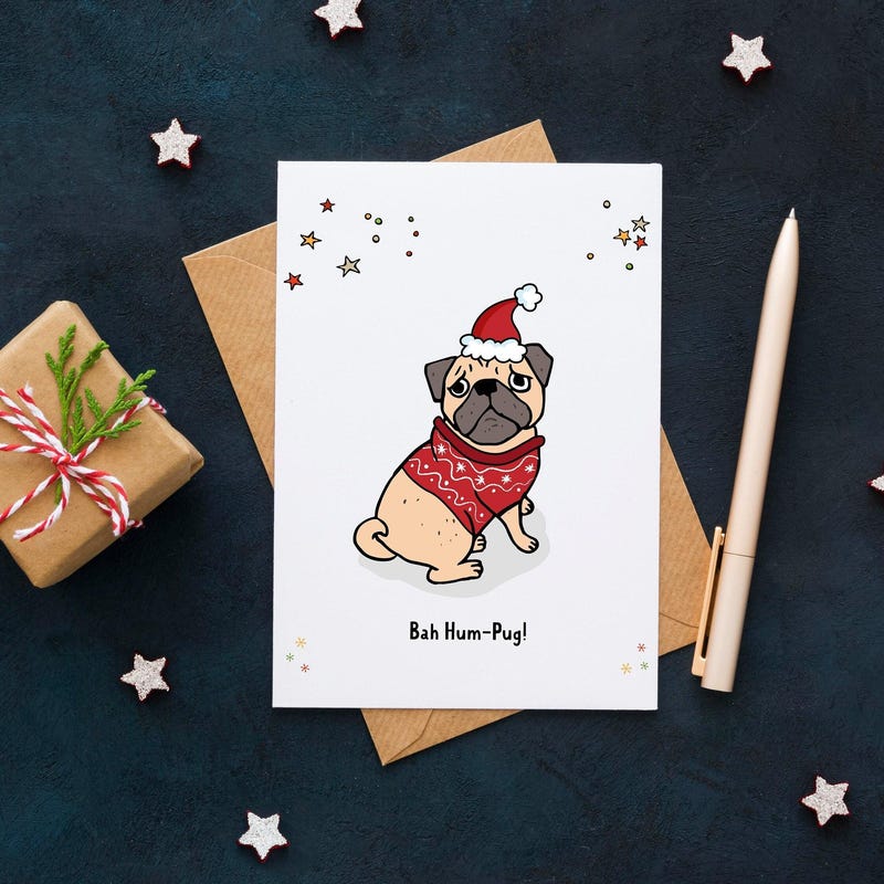 Pug Card - Etsy