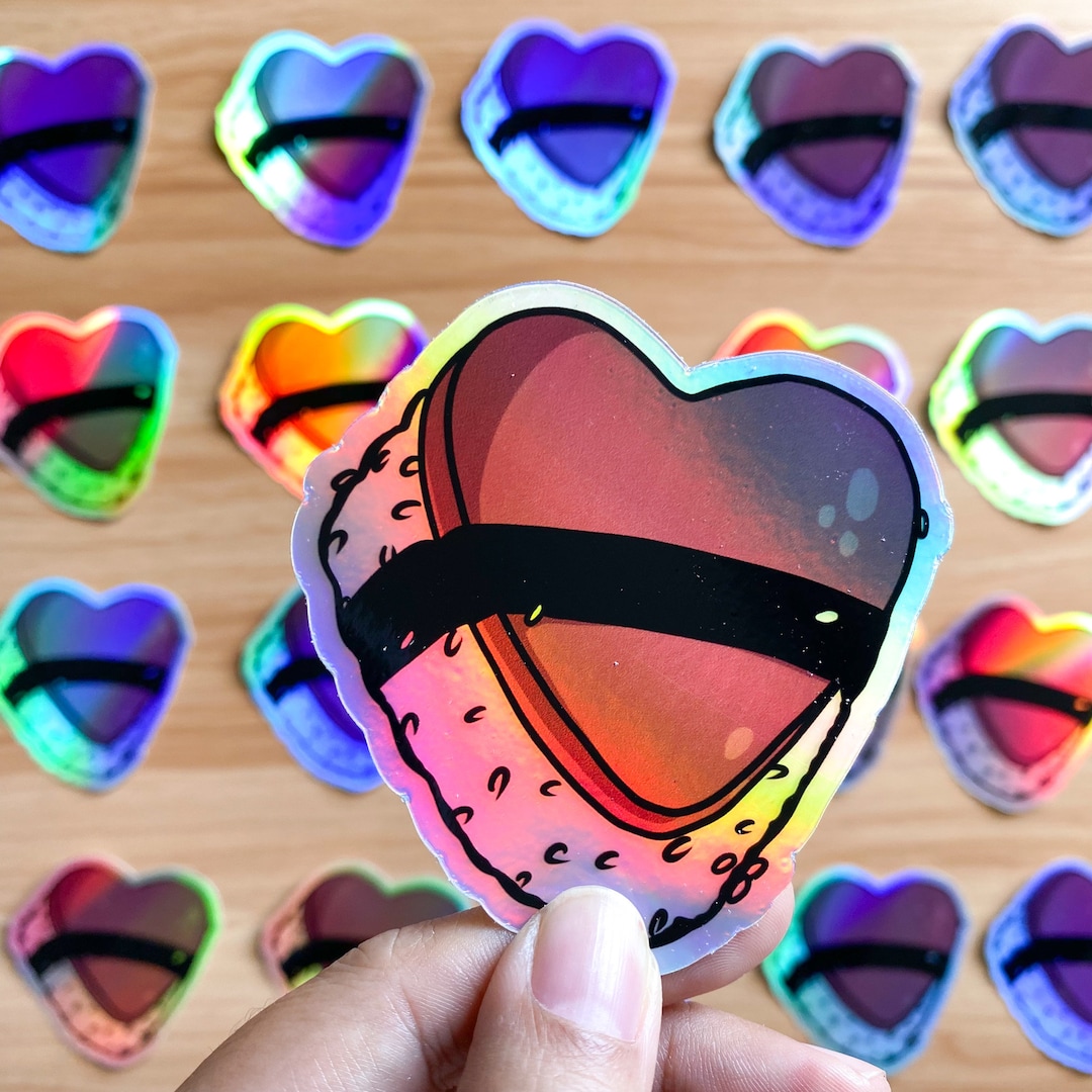 Musubi Heart | Holographic Vinyl Sticker - Etsy