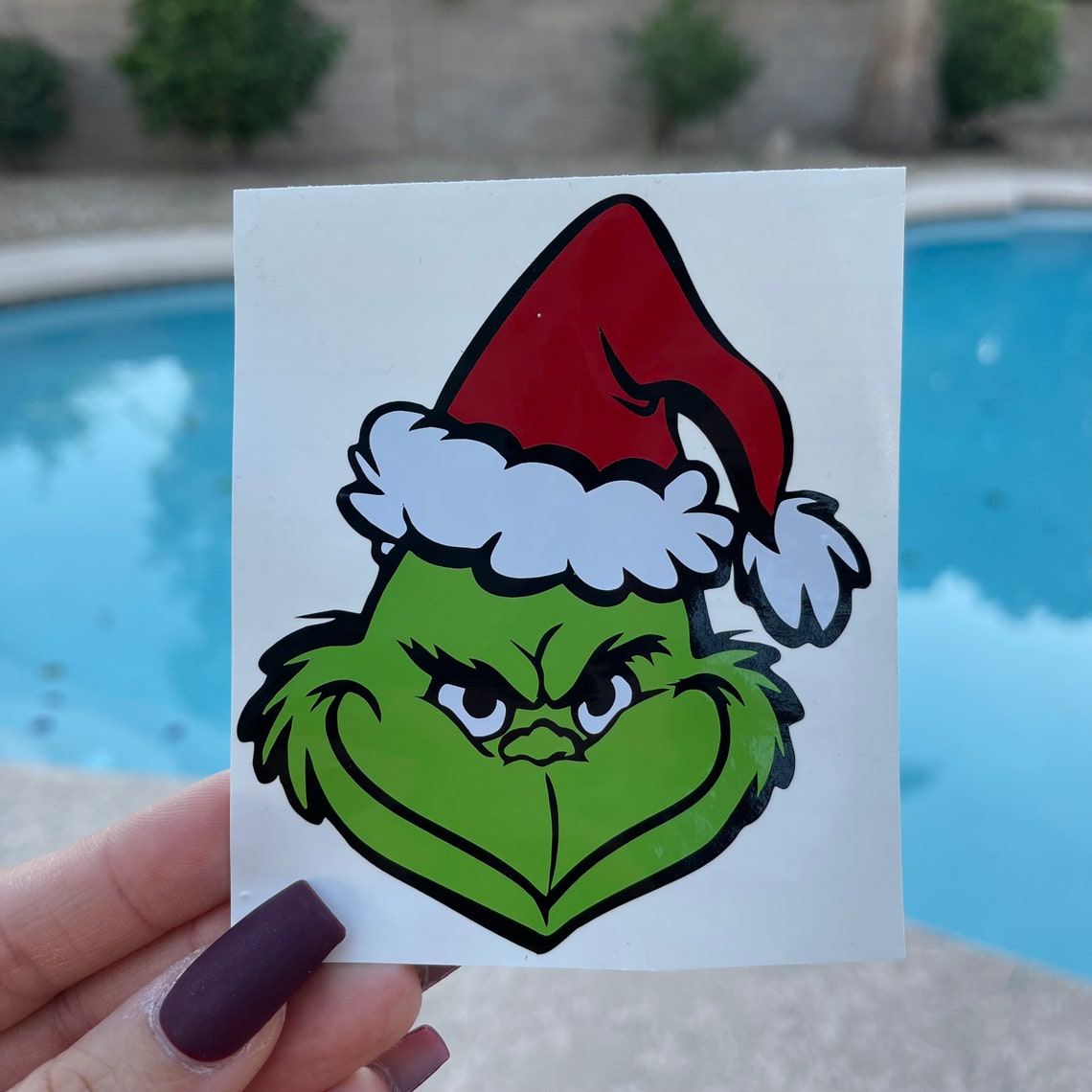 Grinch Face Vinyl Decal Grinch Decal Holiday Decal | Etsy
