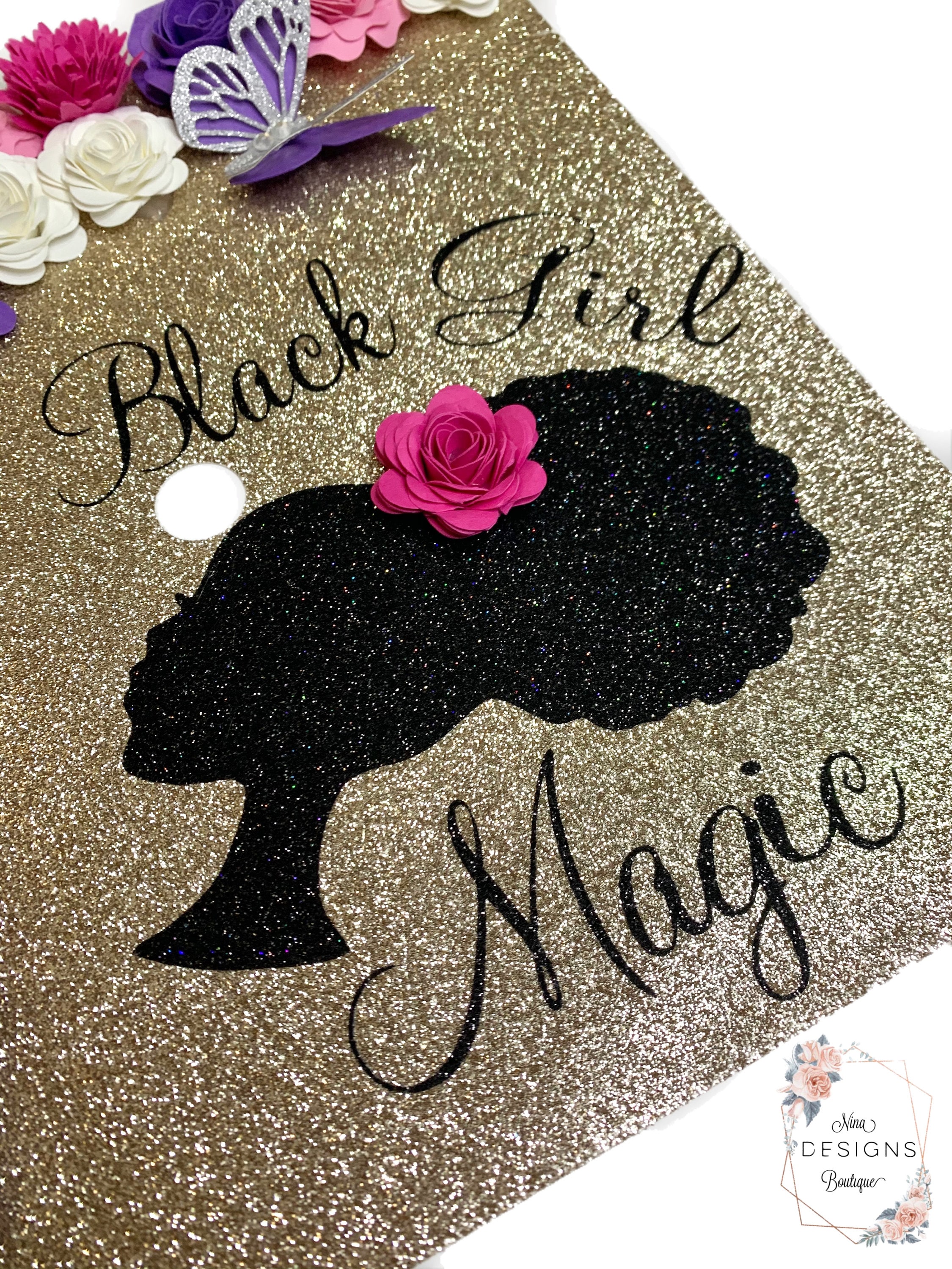 Black Girl Magic Graduation Cap Topper, Cap Topper, Photoprop ...
