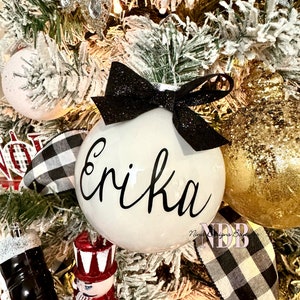 Christmas Personalized Ornaments, White and Black Ornament, Xmas ...
