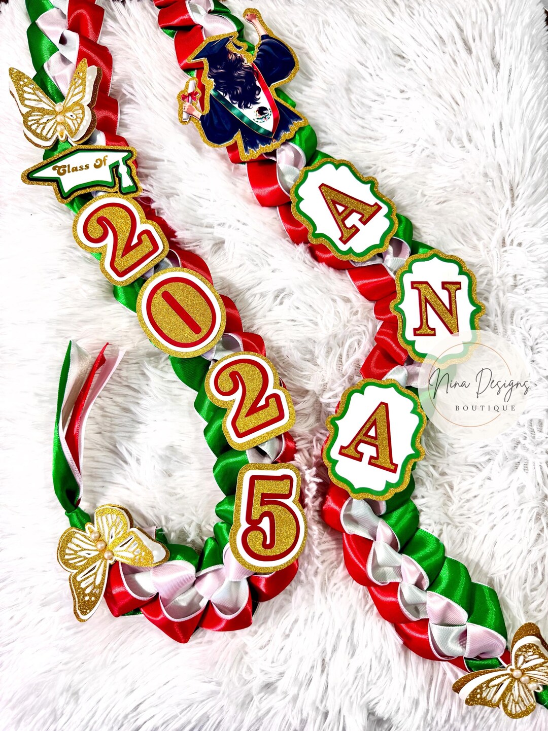 Graduation Lei, Mexican Flag Lei, Ribbon Lei, Mexican Graduation Lei - Etsy