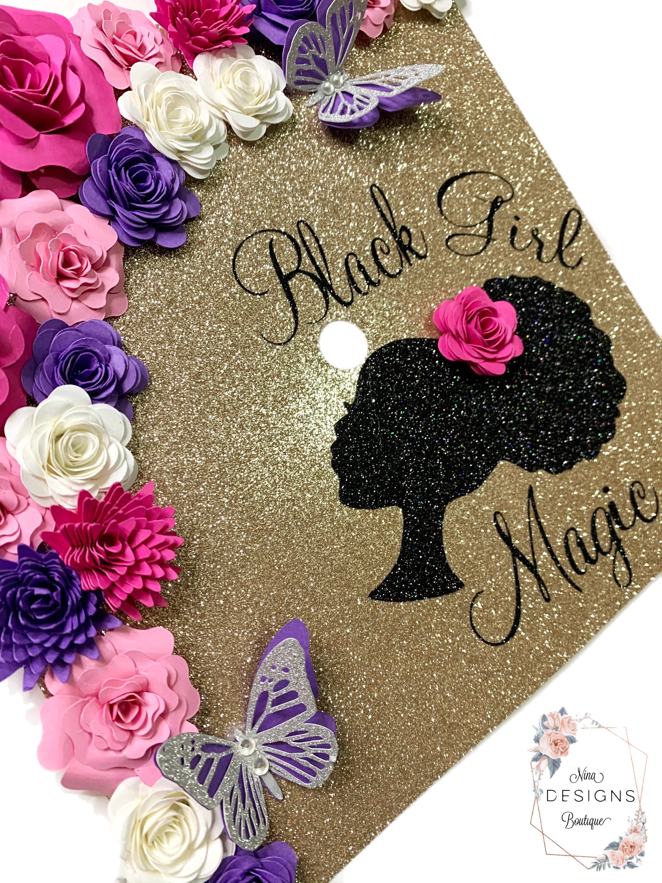 Black Girl Magic Graduation Cap Topper, Cap Topper, Photoprop ...