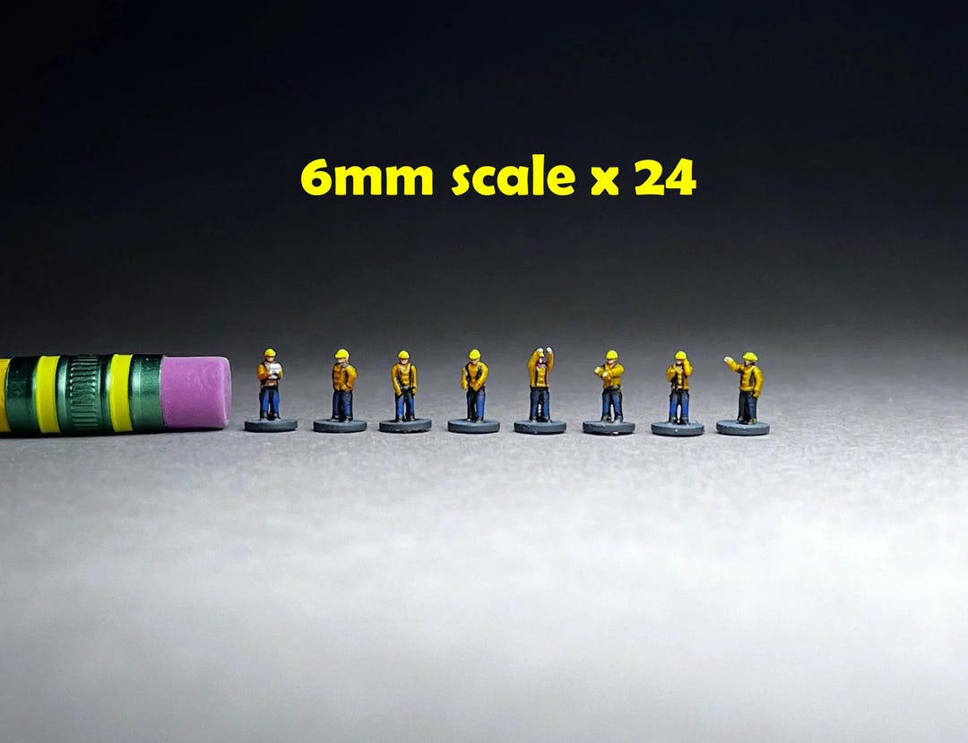 6mm Service Engineer Figures: 24 UNPAINTED Figures in 8 Poses With 5 ...