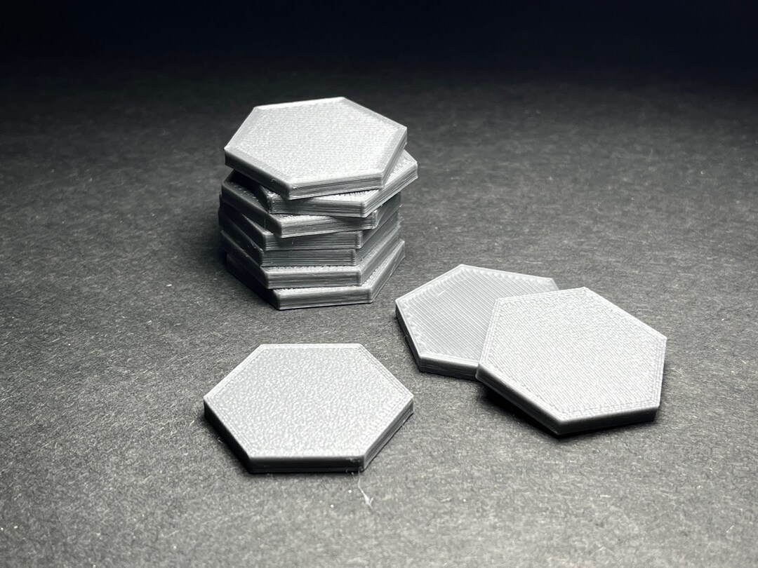 10x HEX Bases, Flat Sides, PLA Printed- UNPAINTED, This is Not a Toy ...