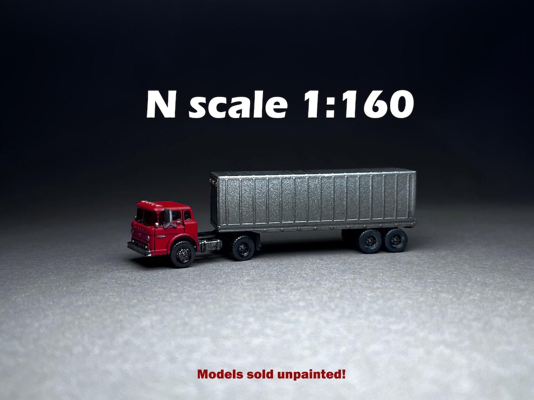 N Scale Ford C900 Semi Truck With Box Trailer (unpainted) - Etsy