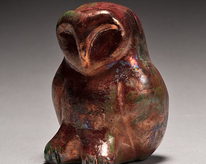 Barn Owl, Raku Fired Barn Owl in Copper Glaze, Inuit Inspired Owl ...