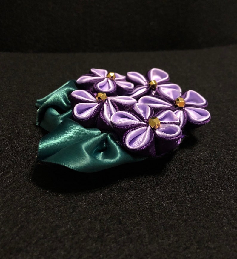 Two Tone African Violet Corsage/Brooch Ribbon Flower | Etsy