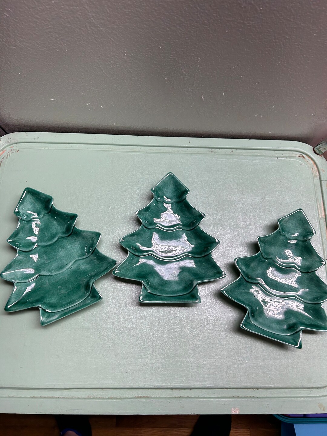Vintage Set of 3 Ceramic Christmas Tree Plates - Etsy