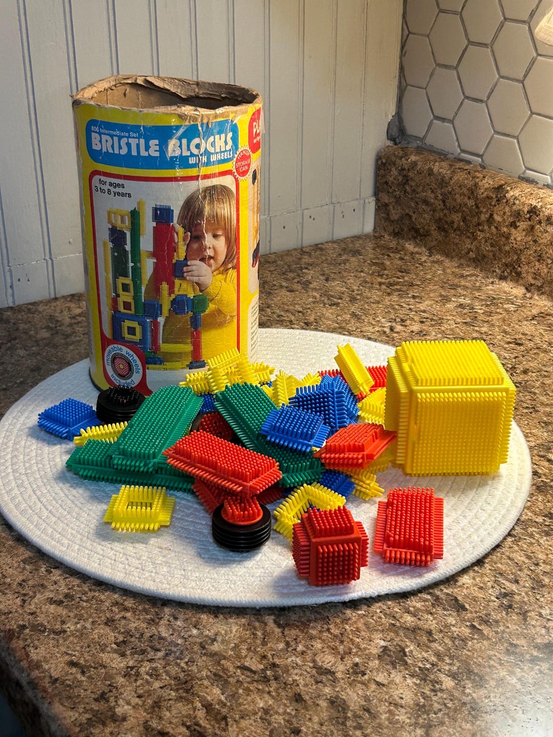 Vintage Playskool Bristle Blocks With Wheels in Original Container - Etsy