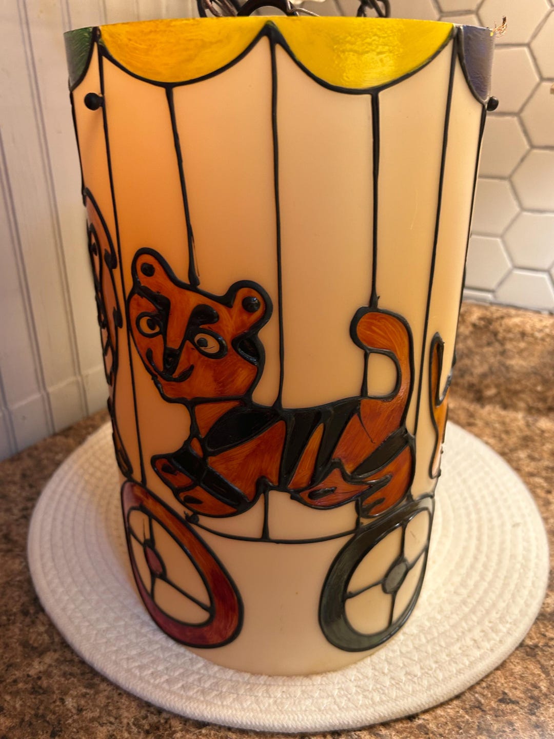 Vintage Fiberglass Hanging Circus Lamp for Nursery, Lions and Tigers - Etsy
