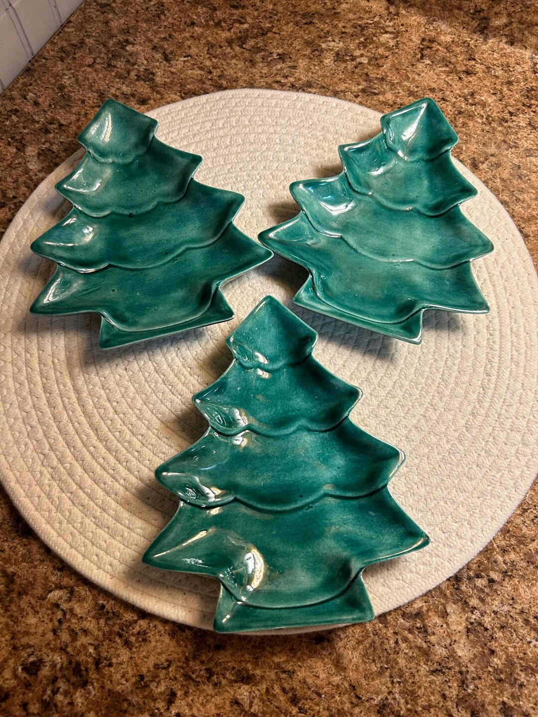 Vintage Set of 3 Ceramic Christmas Tree Plates - Etsy