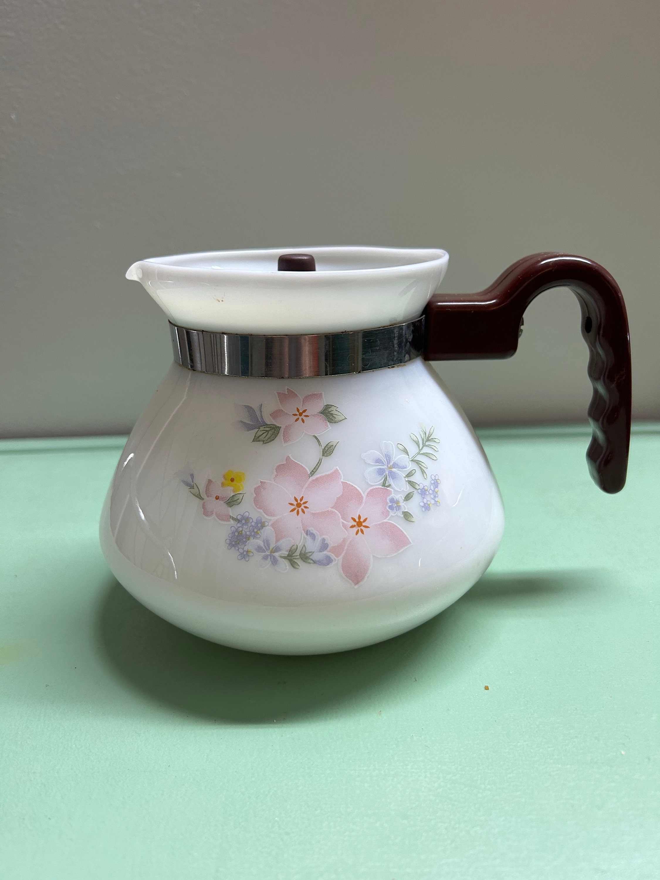 Vintage LA-OPALA Coffee Pot With Pink Pastel Flowers - Etsy
