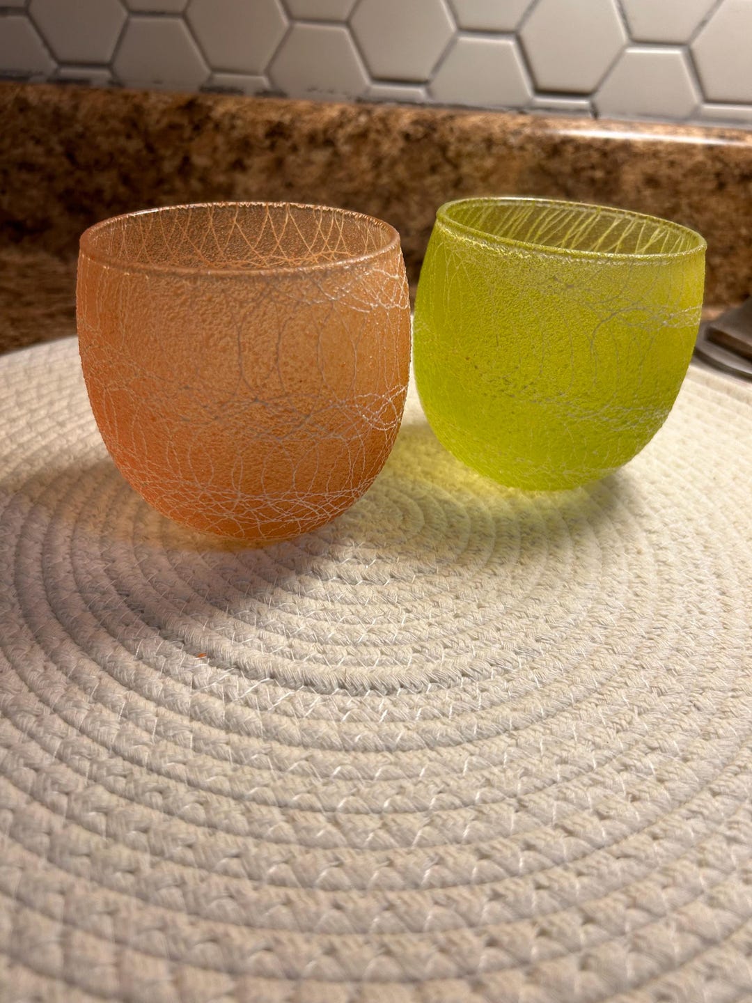 Vintage Spaghetti String Roly Poly Tumblers - Set of 2 - Etsy