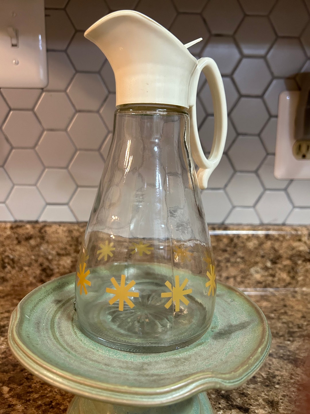 Vintage Log Cabin Glass Syrup Dispenser - Etsy