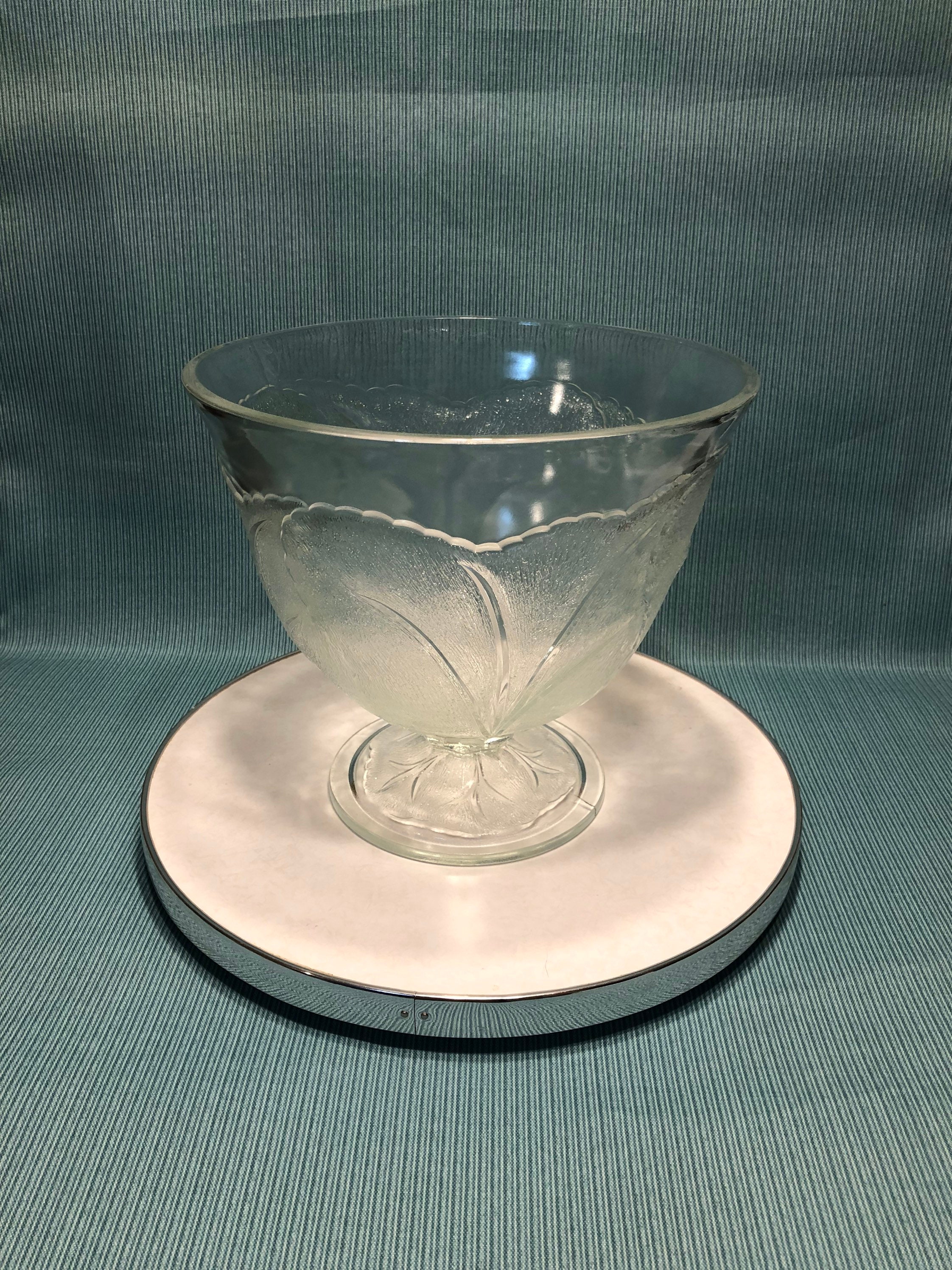 Vintage Indiana Glass Pebble Leaf Punch Bowl - Etsy
