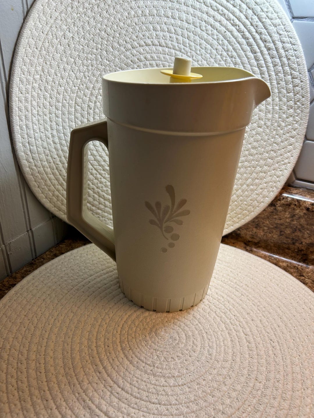 Tupperware 2 Quart Pitcher Almond With Push Button Top - Etsy