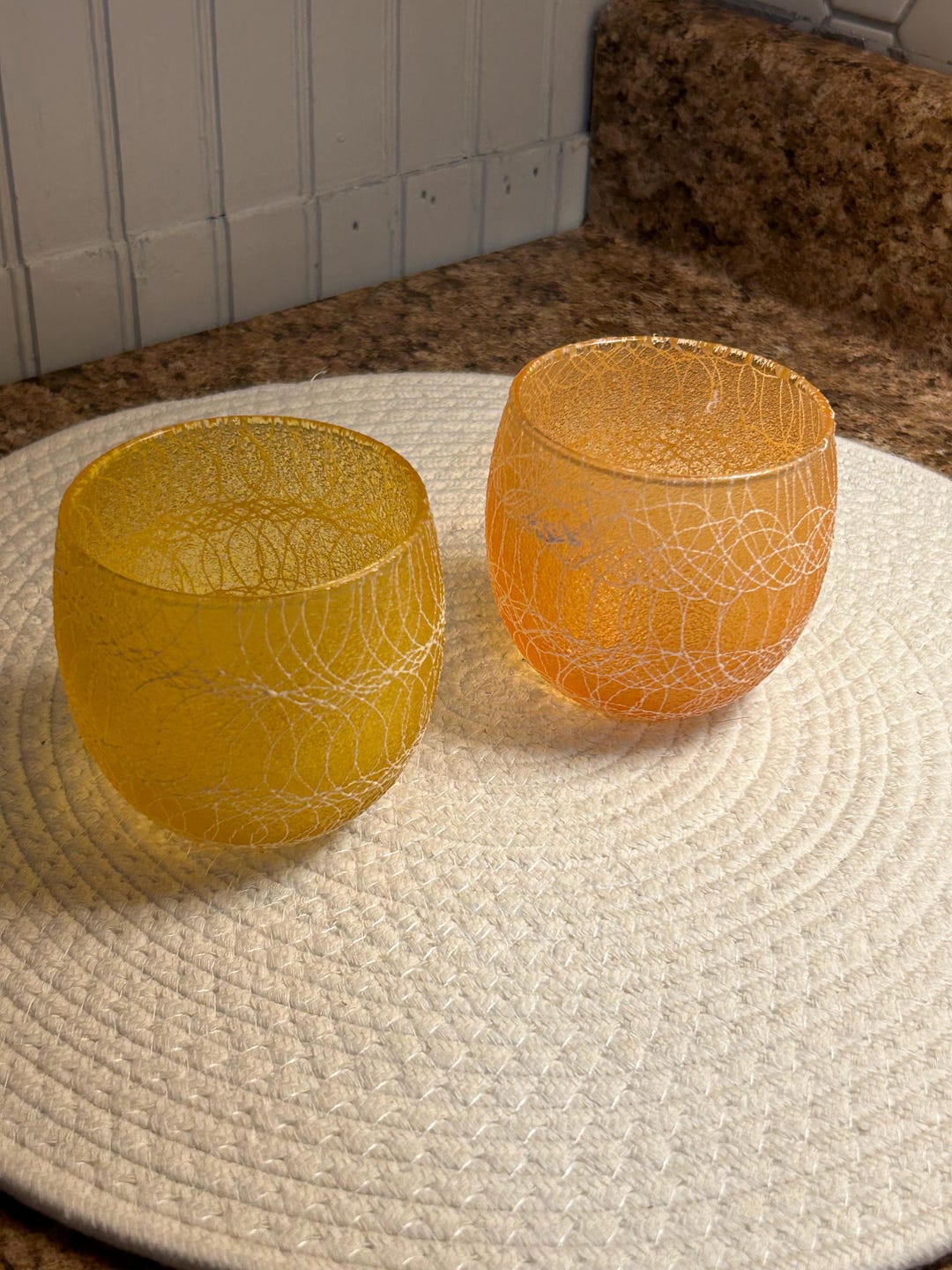 Vintage Spaghetti String Roly Poly Tumblers - Set of 2 - Etsy
