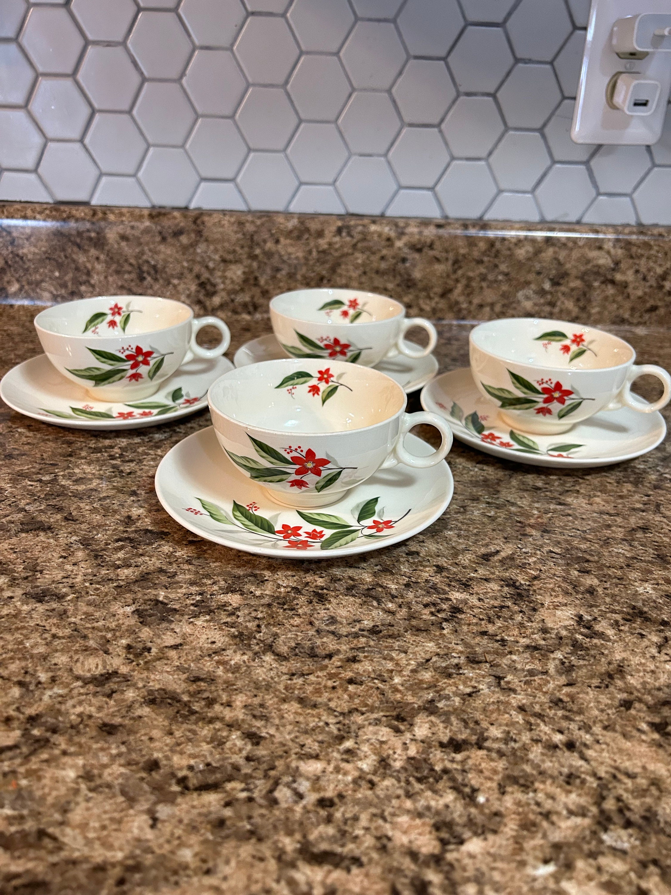 Vintage Ballerina Cups and Saucers in the Woodvine Pattern - Etsy