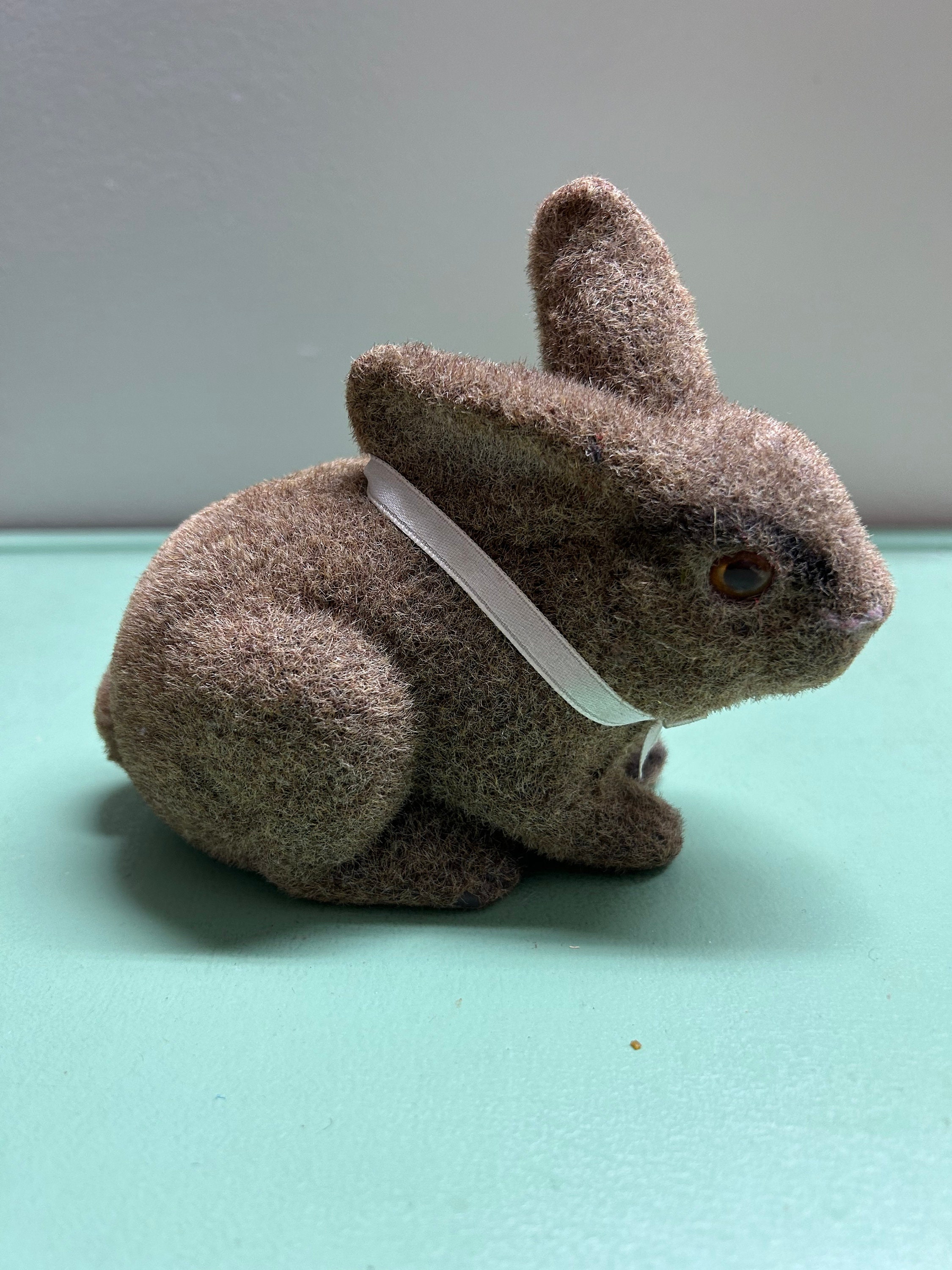 Vintage Flocked Bunny Bank - Etsy
