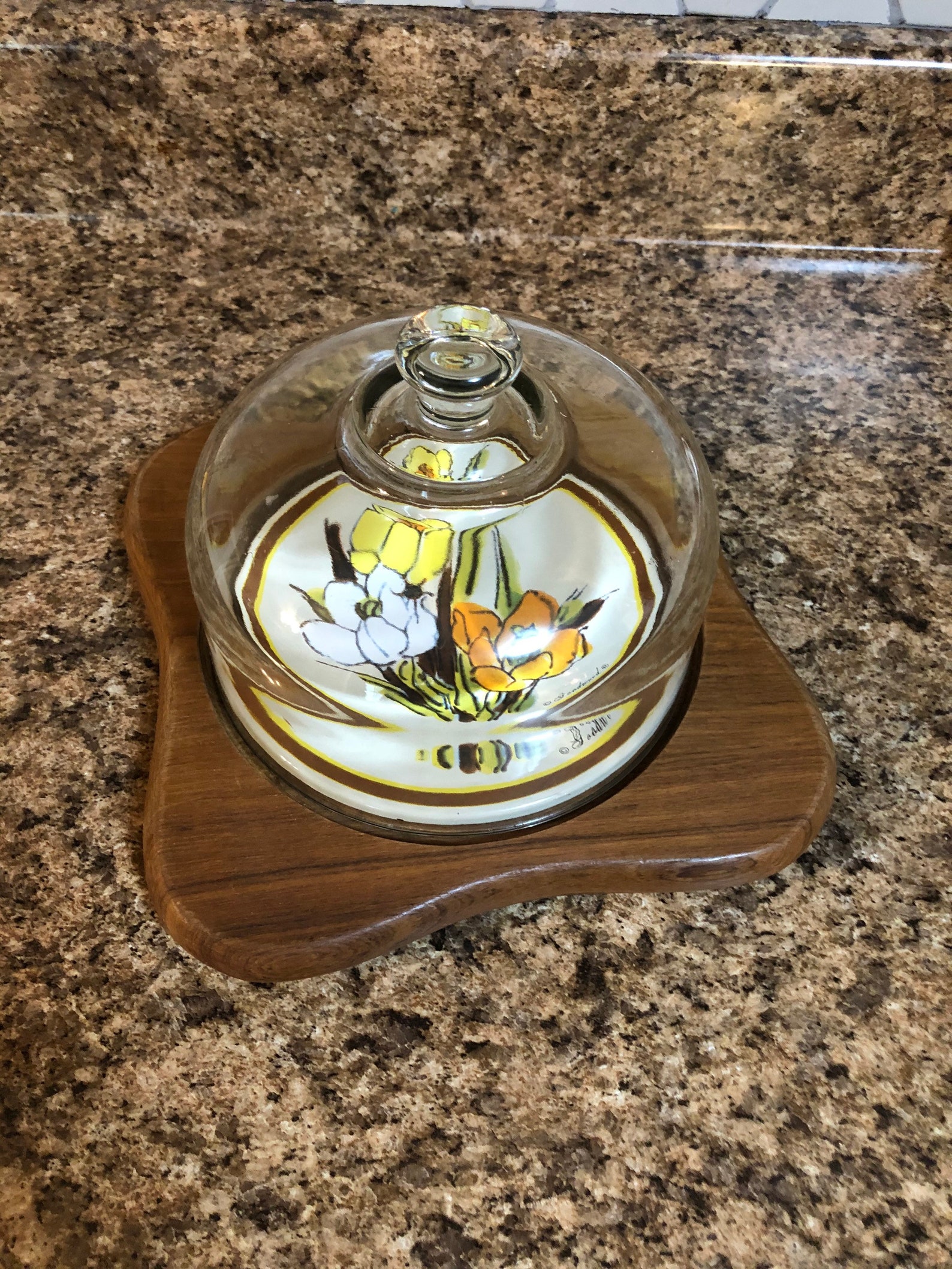 Vintage Goodwood Glass Dome Covered Cheese Board Flower - Etsy