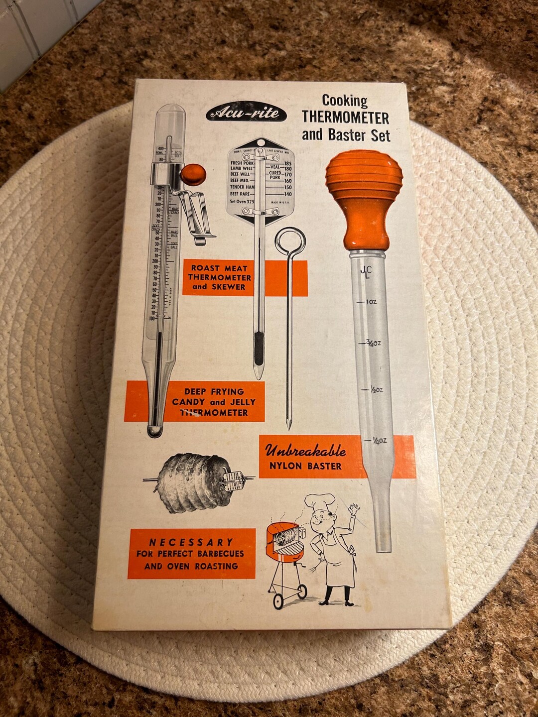 Vintage Acu-rite Cooking Thermometer and Baster Set - Etsy