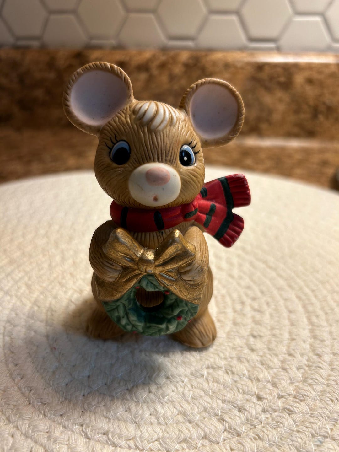 Vintage Homco Mouse Holding Wreath - Etsy