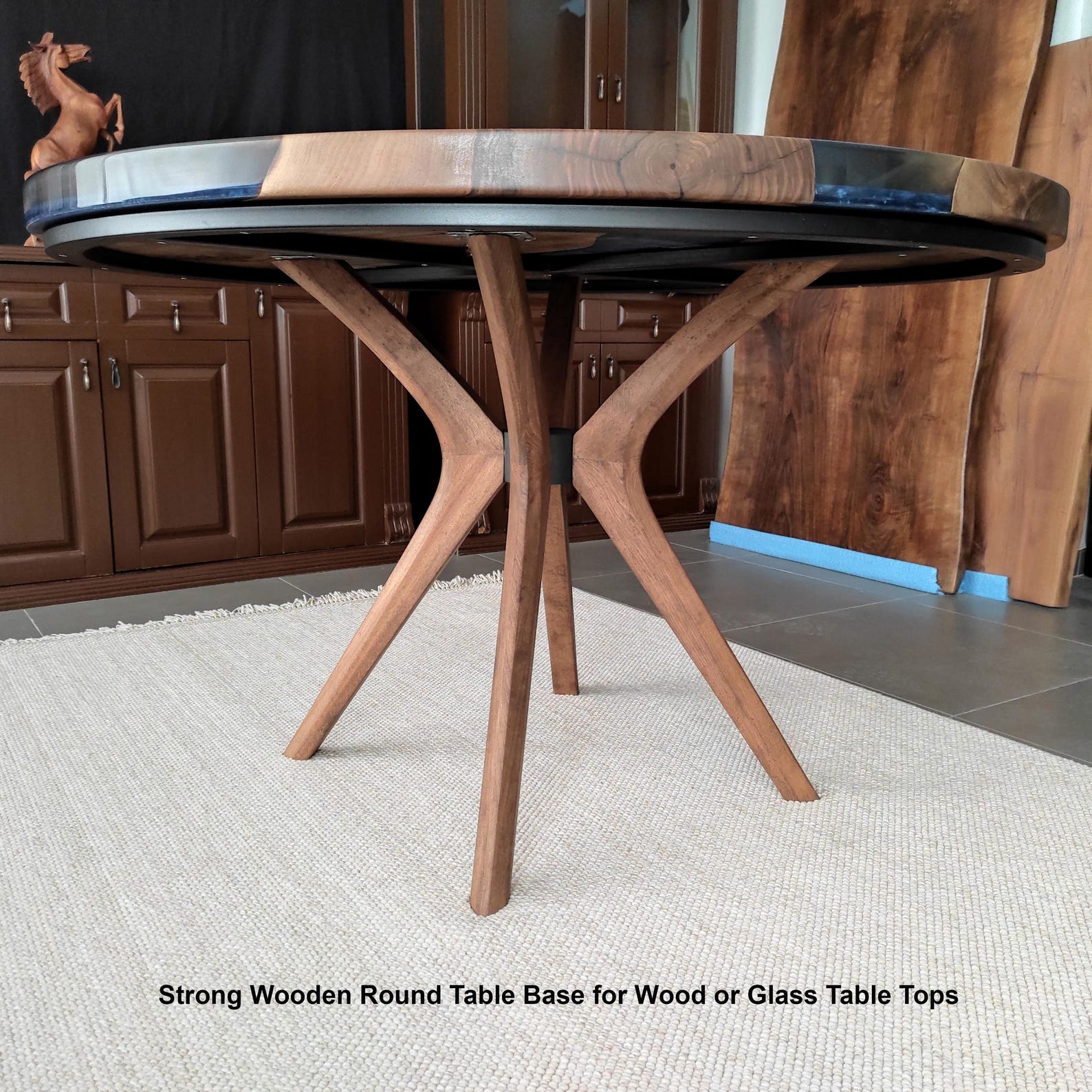 Spider Table Base Modern Round or Square Table Legs Solid Beech Wood ...