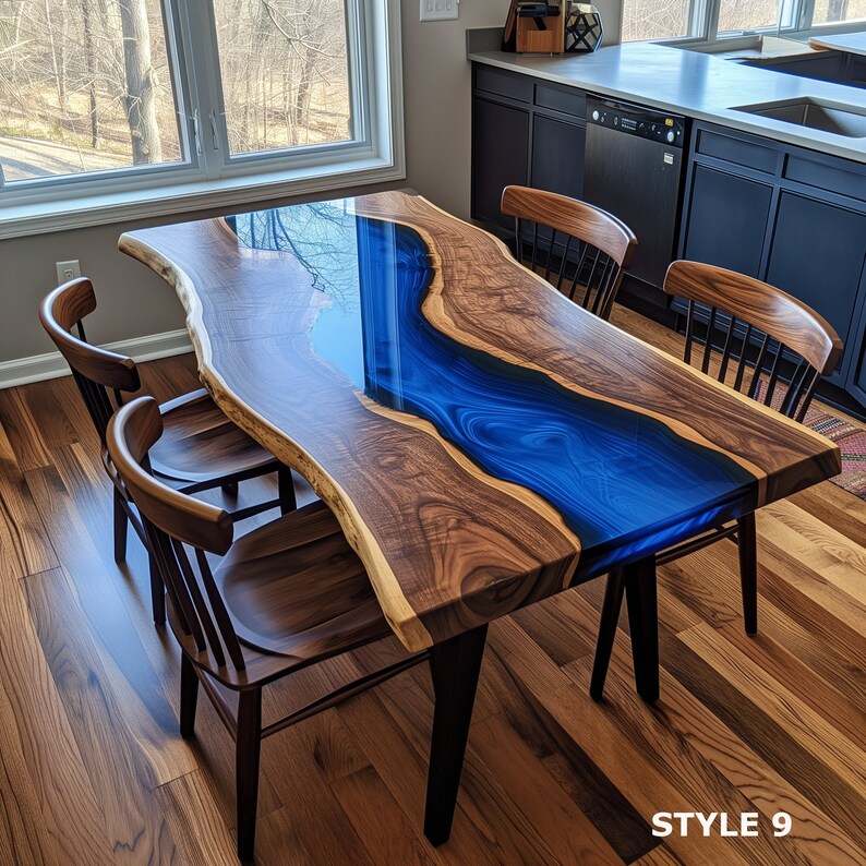 Live Edge Table, River Table, Epoxy Table, Round Dining Table, Round ...