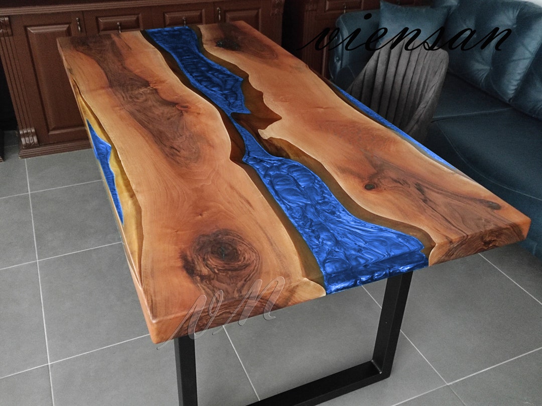 Amazing Blue, Epoxy Table, Sea Blue, Live Edge Table, Decor, Office ...