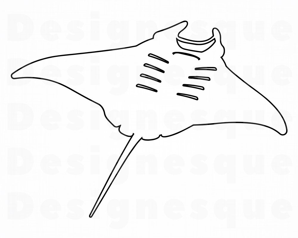 Manta Ray Outline 2 SVG Manta Ray SVG Manta Ray Clipart | Etsy