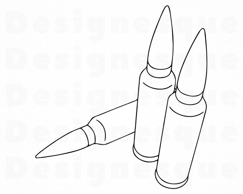 Bullets Outline SVG Ammunition Gun Military Bullets | Etsy