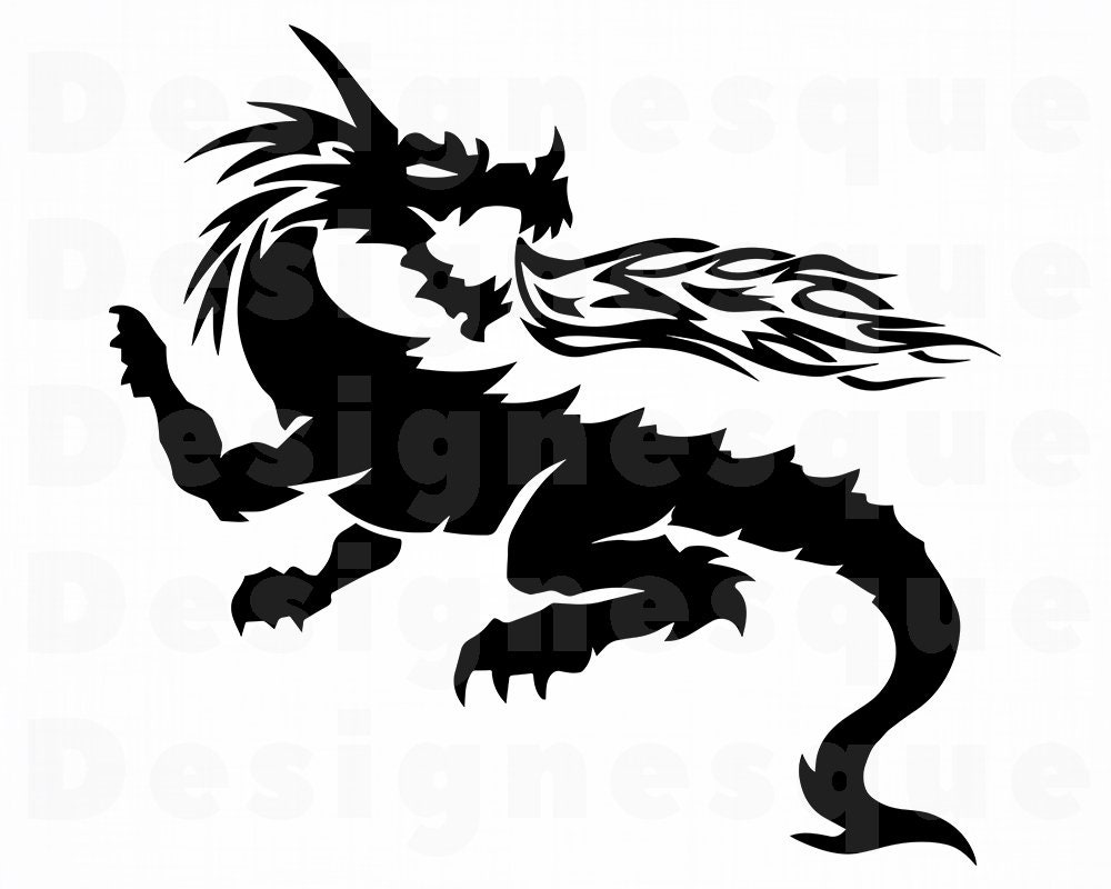 Fire Breathing Dragon 3 Svg Dragon Svg Dragon Clipart | Etsy