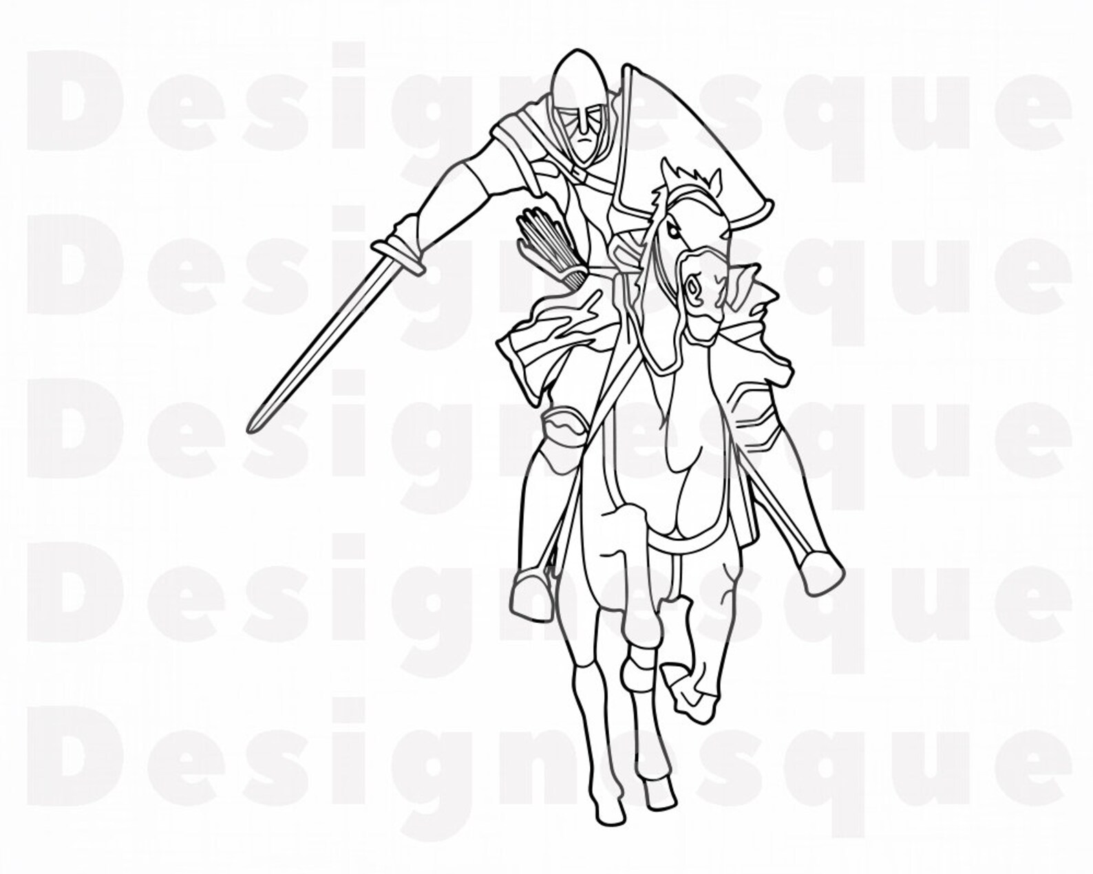 Knight Outline SVG Knight SVG Warrior Svg Knight Clipart | Etsy