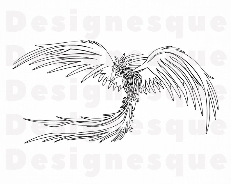 Phoenix Outline #6 Svg Phoenix Files for Cricut Eps Phoenix Clipart Png ...