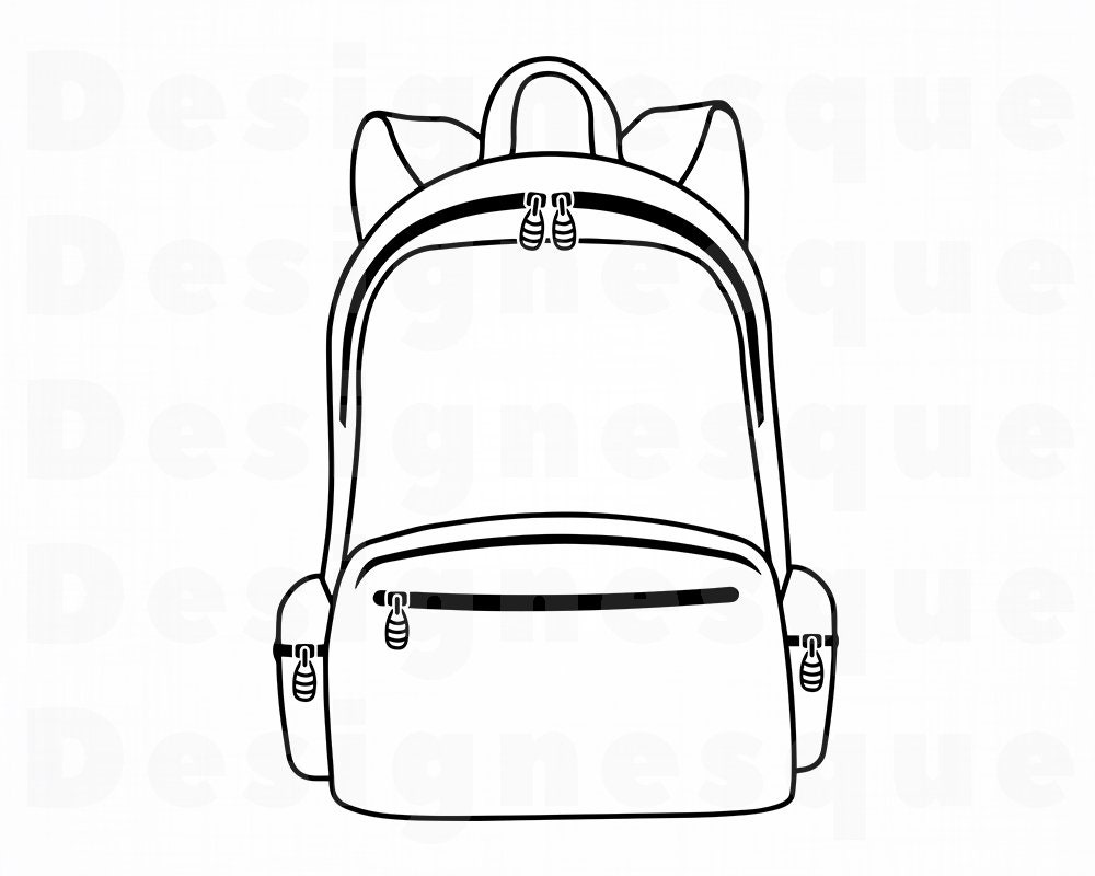 Backpack Outline SVG Bookbag SVG School Knapsack Backpack Etsy