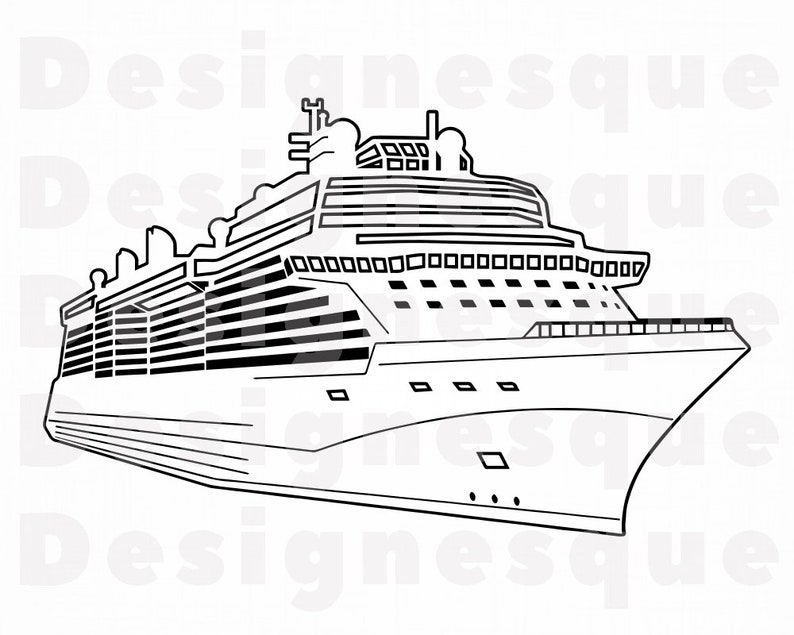 Cruise Ship Outline 2 SVG Cruise Ship SVG Cruise Ship | Etsy