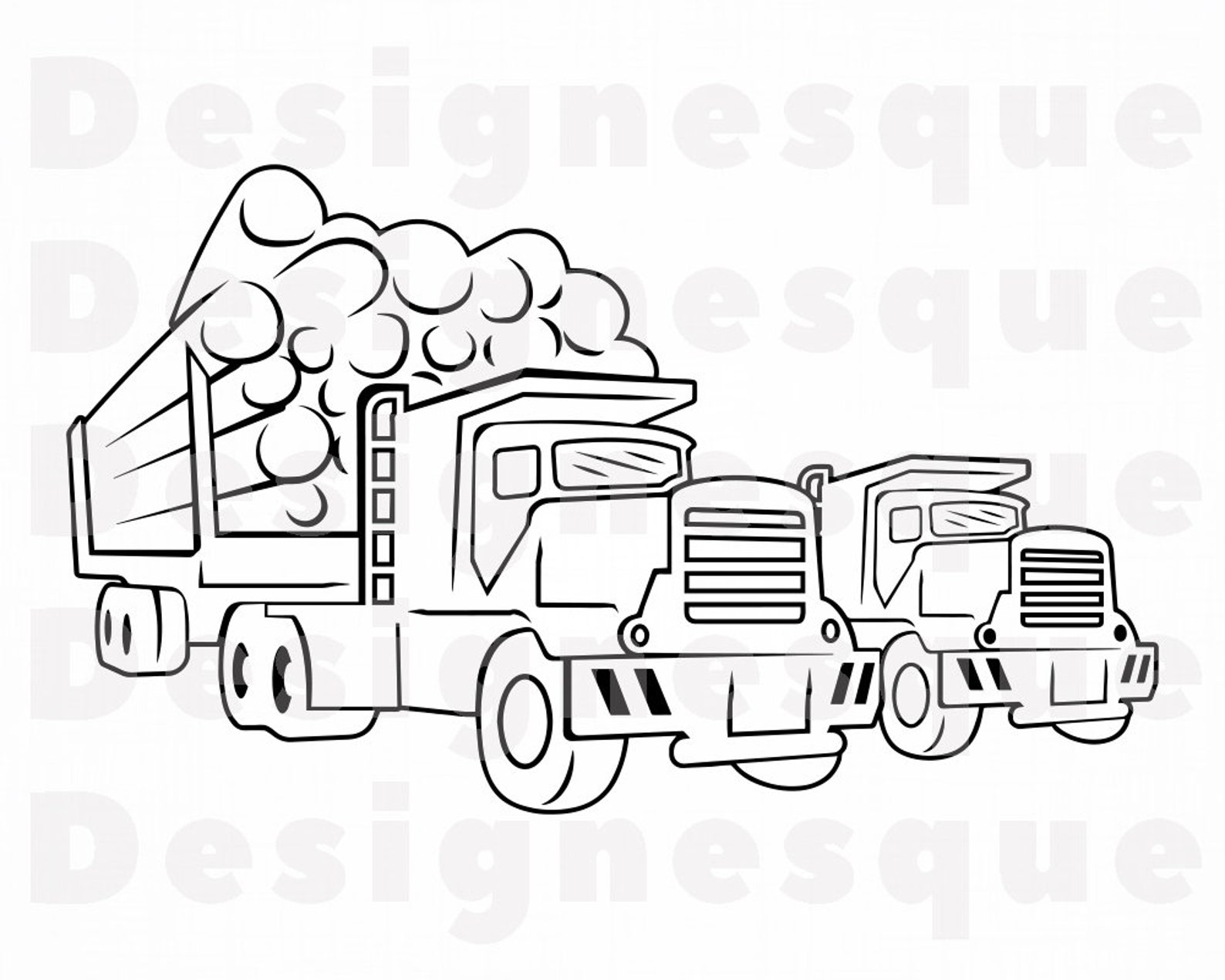 Logging Trucks Outline SVG Truck SVG Trucking Svg Logging | Etsy