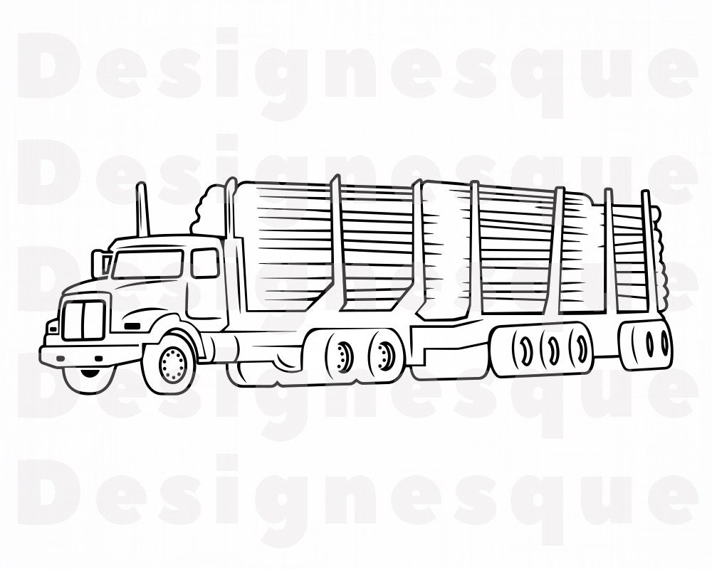Logging Truck Outline 5 SVG Truck SVG Trucking Svg Logging | Etsy